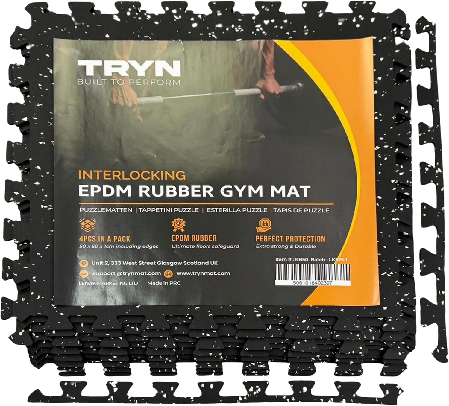 Rubber Gym Floor Mats, 50cmx50cm Heavy Weight Workout Flooring Yoga ...