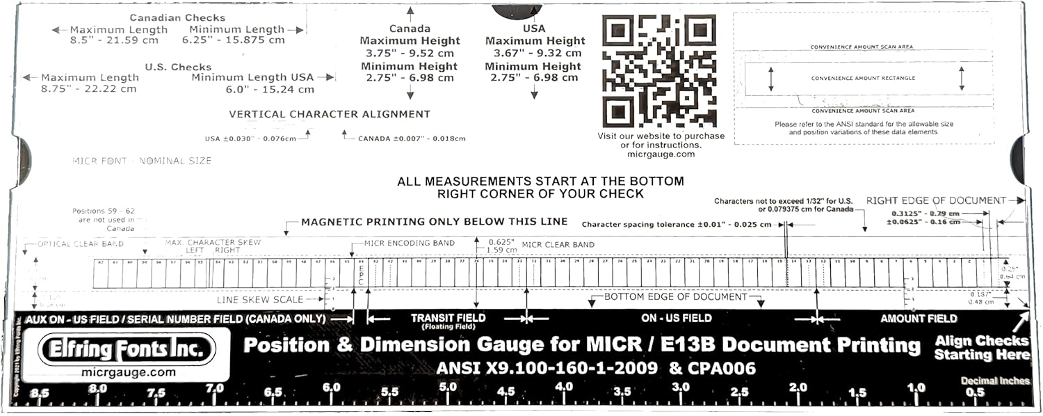 Amazon.com : Plastic Mounted MICR/E13b Check Position Gauge : Office ...