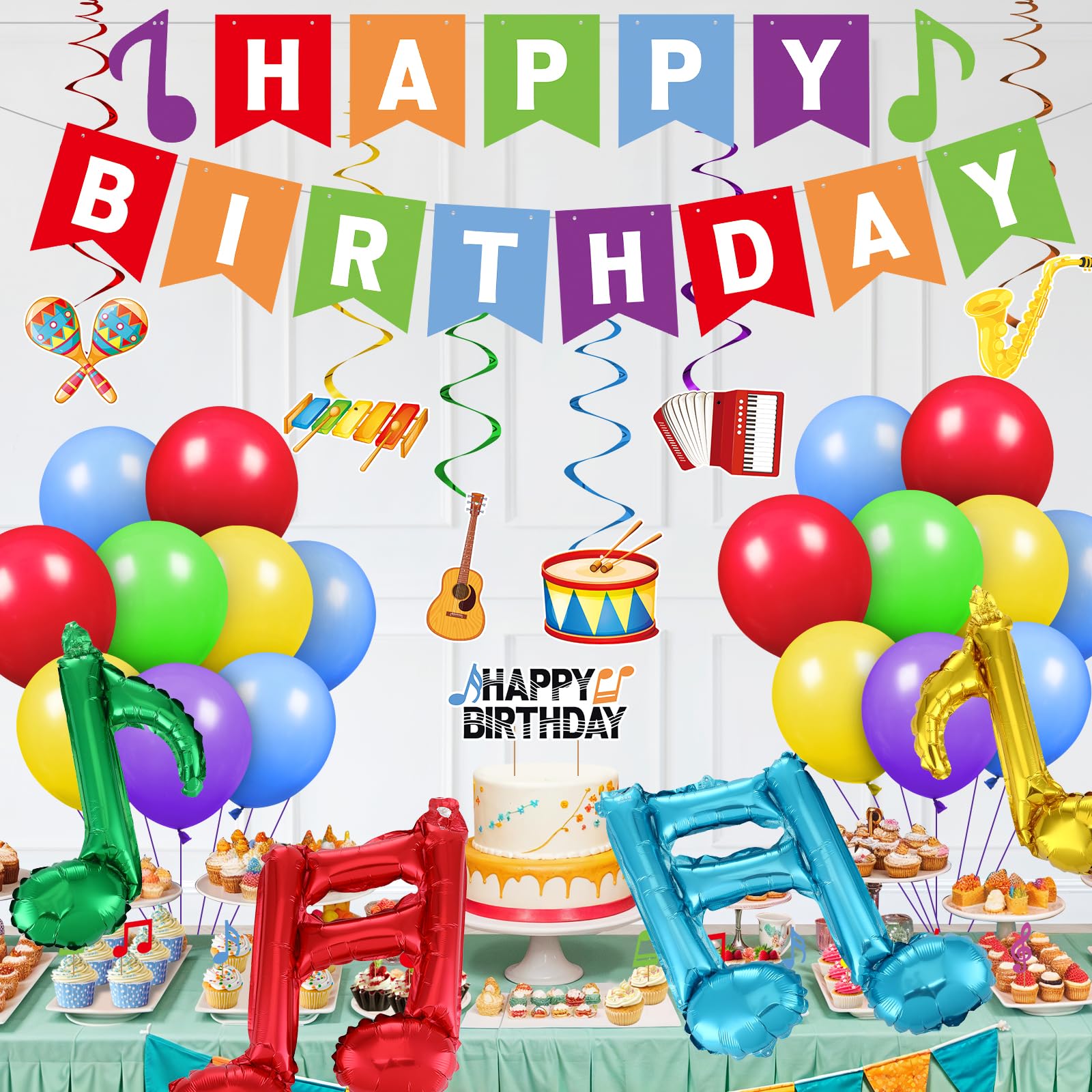Amazon.com: Music Birthday Party Decoration Set, Music Notes Party ...