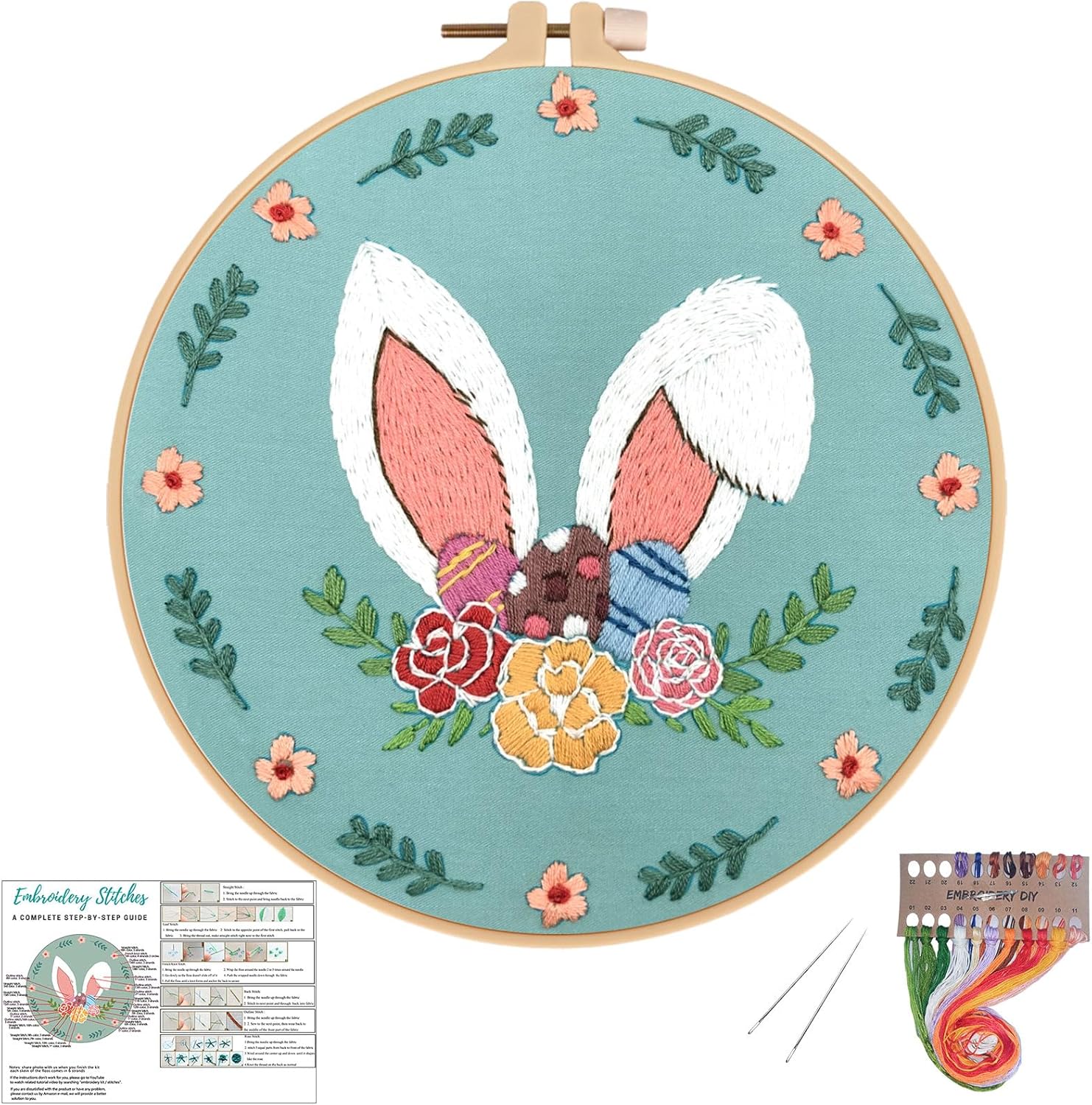 Louise Maelys Cute Egg Bunny Ear Embroidery Kits for Beginners, DIY ...