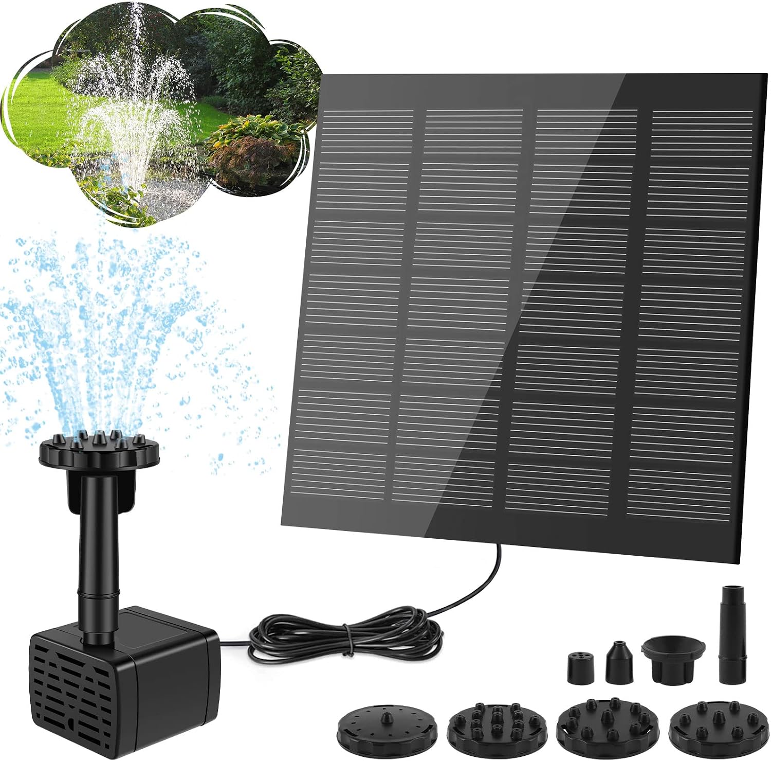 KNFFSAAJL Solar Fountain Pump Outdoor DIY Solar Water Pump Kit with 6 ...