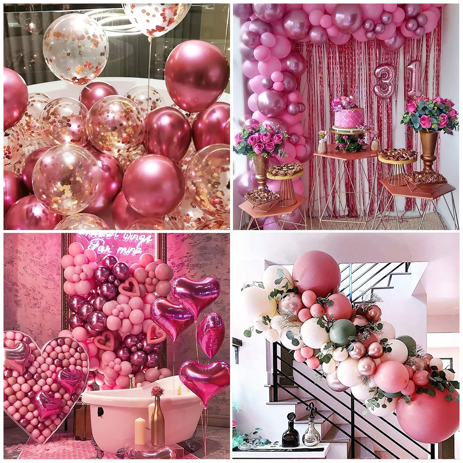 Snapklik.com : Metallic Dark Pink Balloons, 50 Pcs 5 Inch Pink Metallic ...