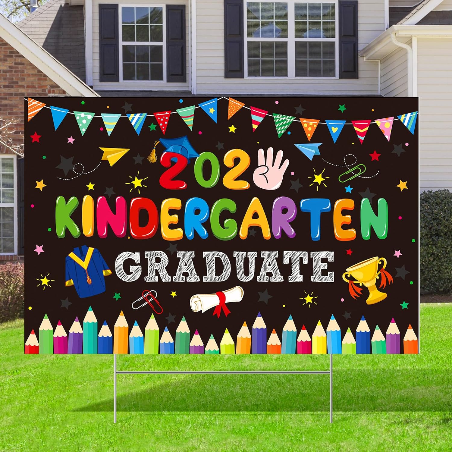 Amazon.com : Kigeli Kindergarten Graduation Grad Yard Sign Class of ...