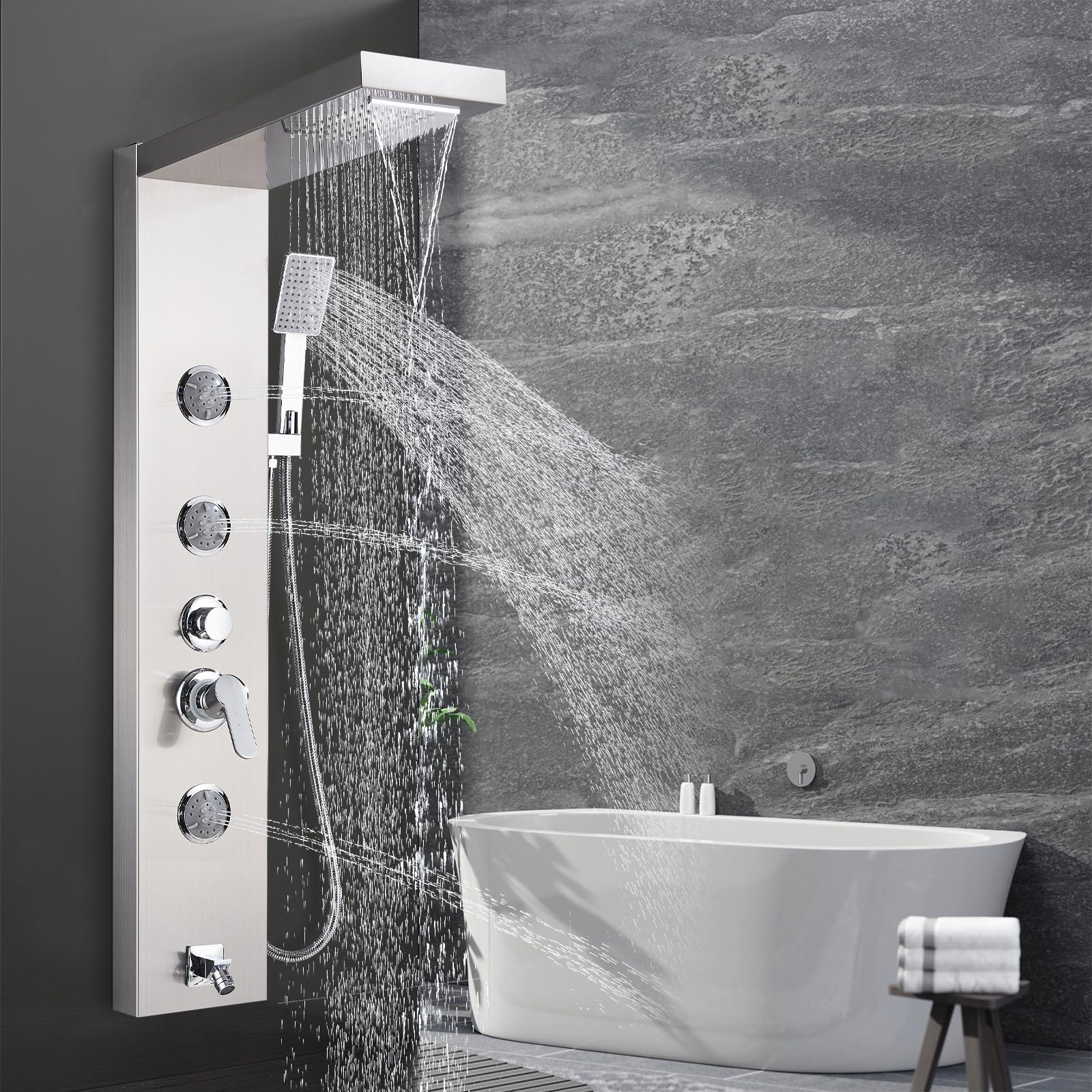 Buy Suguword Shower Panel Tower System with Stainless Steel Shower ...