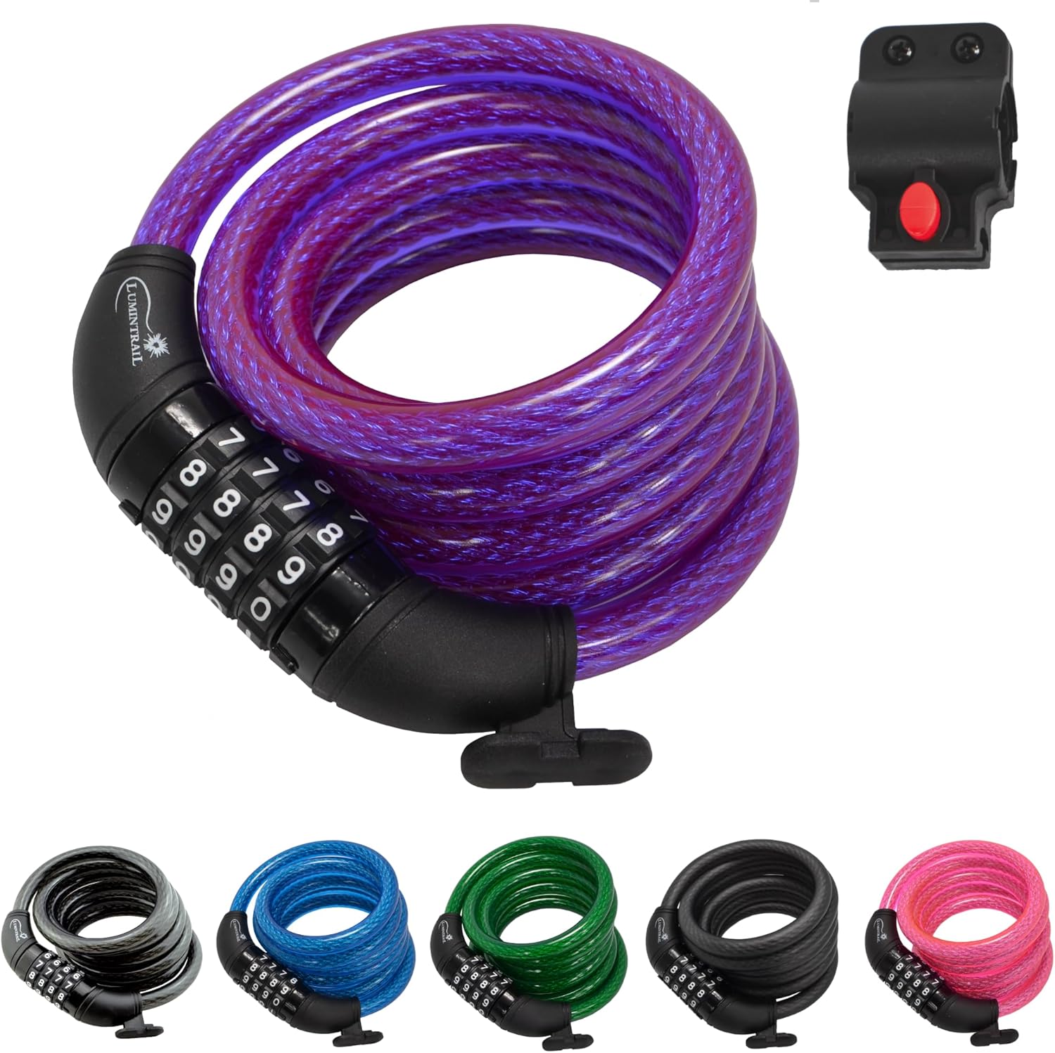 Lumintrail Combination Bike Lock Cable - 6ft Bike Locks Heavy Duty Anti Theft with Combinations ...