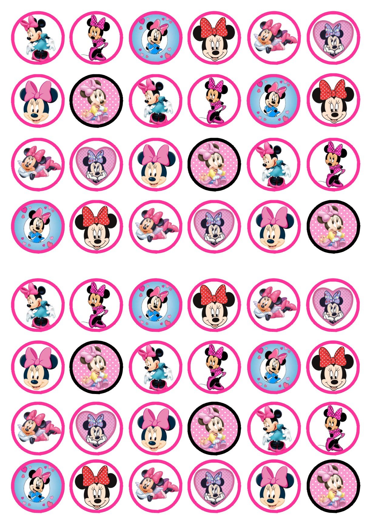 30 X Minnie Mouse Disney Cupcake Toppers Edible Wafer Paper Fairy Cake 738