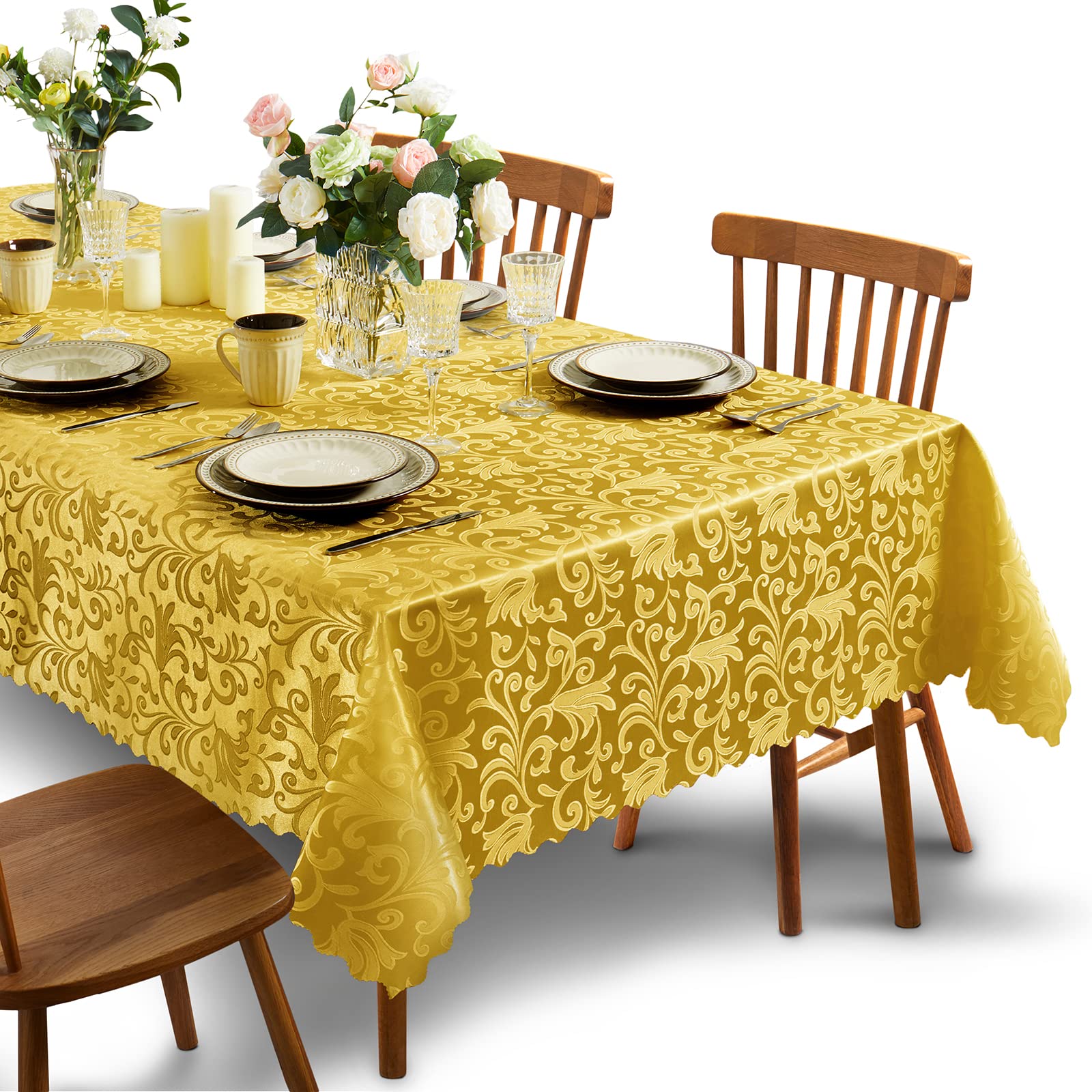 Amazon.com: SiinvdaBZX Damask Rectangle Tablecloth, Luxury Jacquard ...
