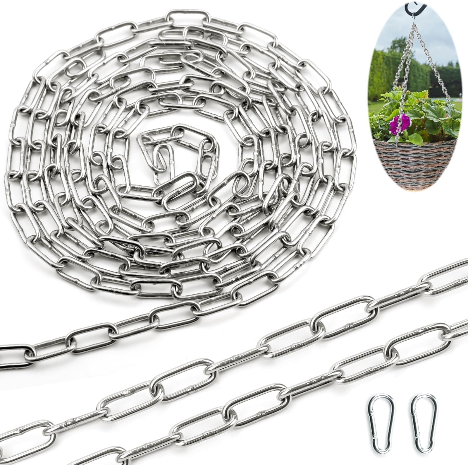 Faithfull FAICHCUT60Z Zinc Plated Steel Chain 6 mm Link Dia x 2.5 m ...