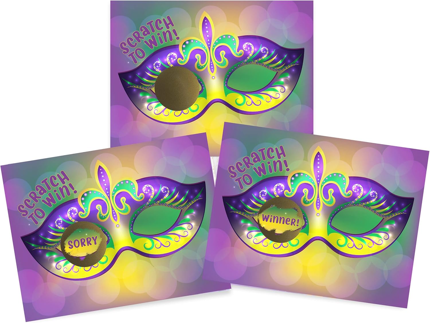 Amazon.com: My Scratch Offs 26 Pack Mardi Gras Masks Scratch Off Game ...