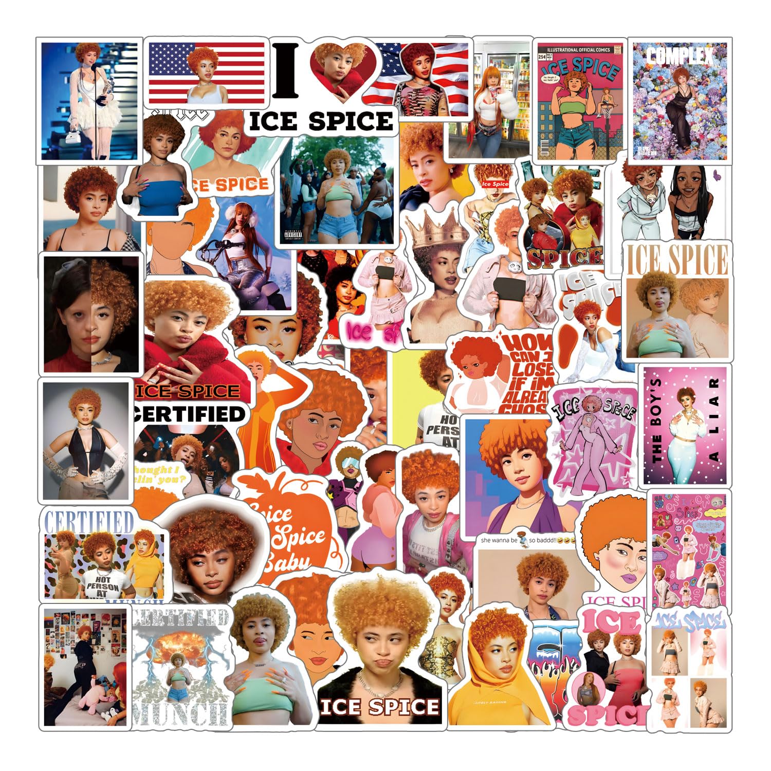 Amazon.com: 62Pcs Ice Spice Stickers Pack, Aesthetic Vinyl Waterproof ...