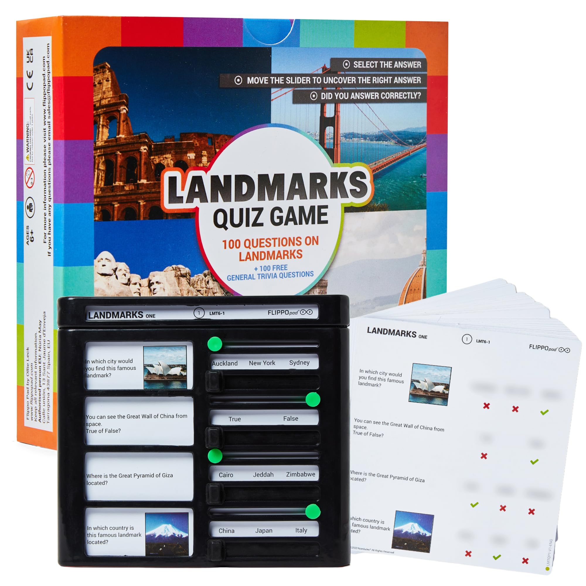 Flippo pad Quiz Device Game – Landmarks Trivia Quiz Game – 25 Cards ...