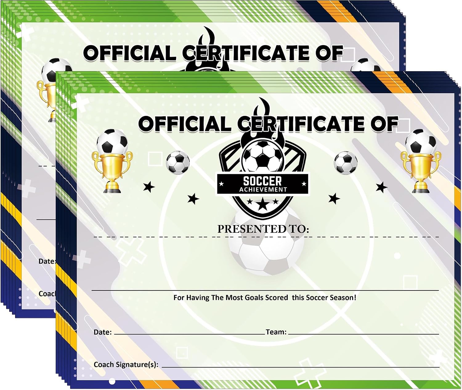 Soccer Sports Achievement Award Certificates End of Season Soccers Team ...