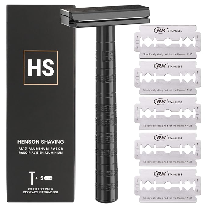 Amazon.com: Henson Shaving Razor - Jet Black Double Edge Safety Razor ...