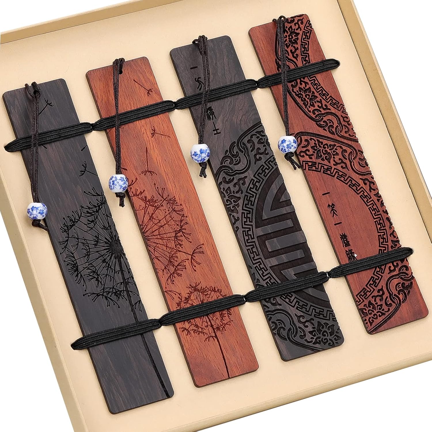 Handmade Wooden Bookmark - Peacock and Lotus Design Nepal | Ubuy