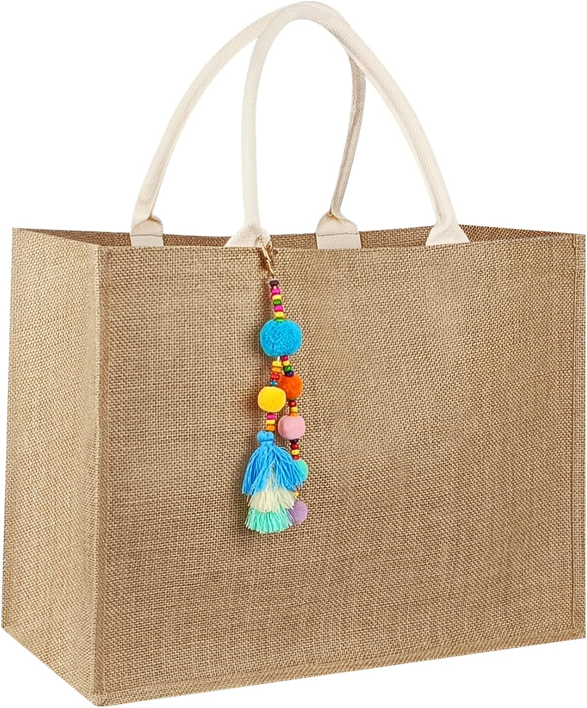 QPEY Jute Tote Bags, Large Straw Tote Bag For Women, Woven Beach Bags ...