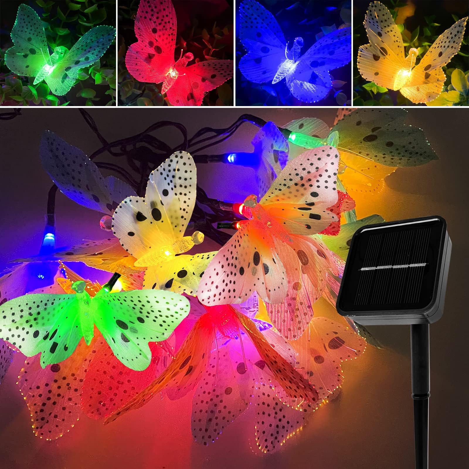 LEDMOMO 20 LEDs Solar String Lights LED Butterfly Fairy Light Outdoor ...