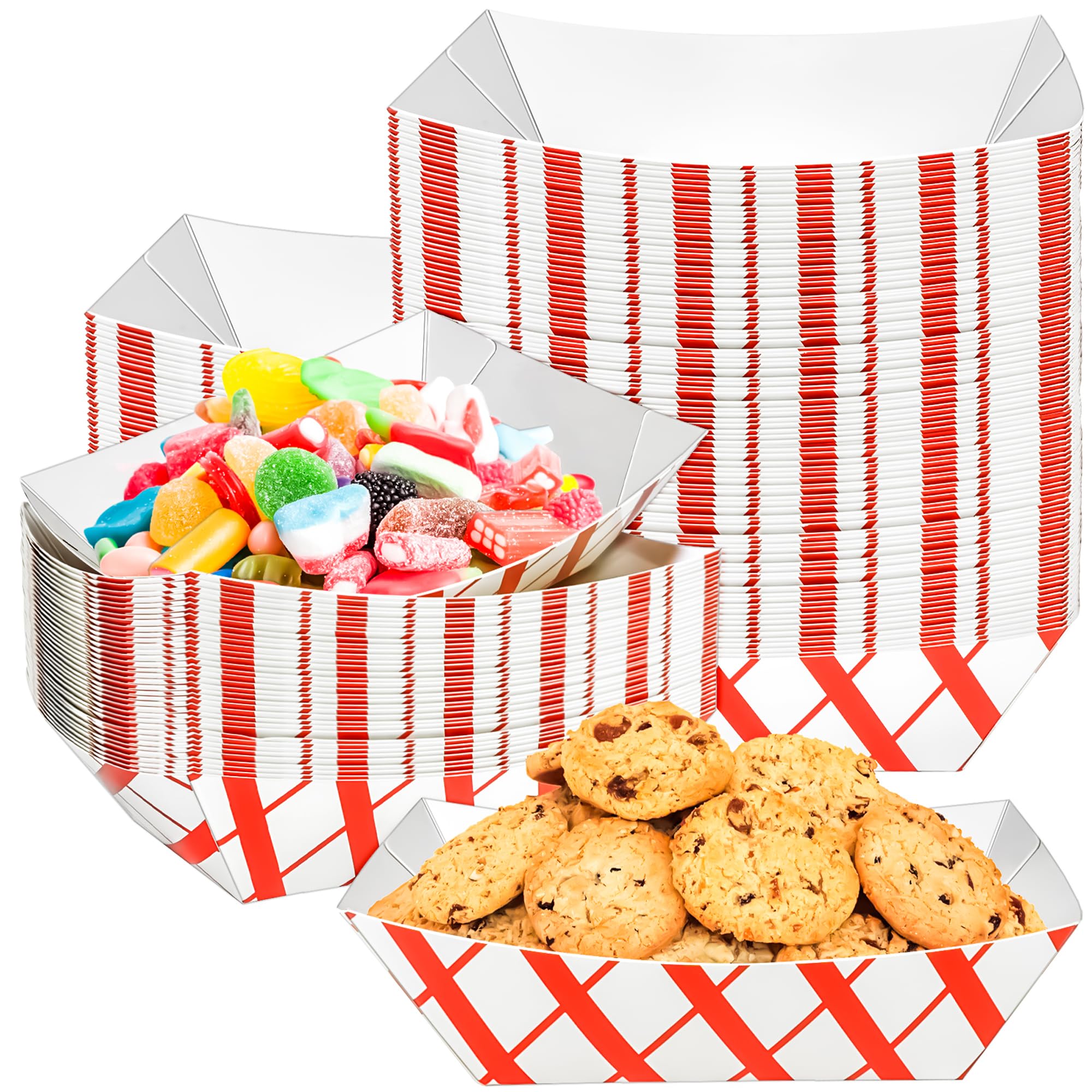 Snapklik.com : MotBach 90 Pack 2.5Lb Checkered Paper Food Boat Trays ...