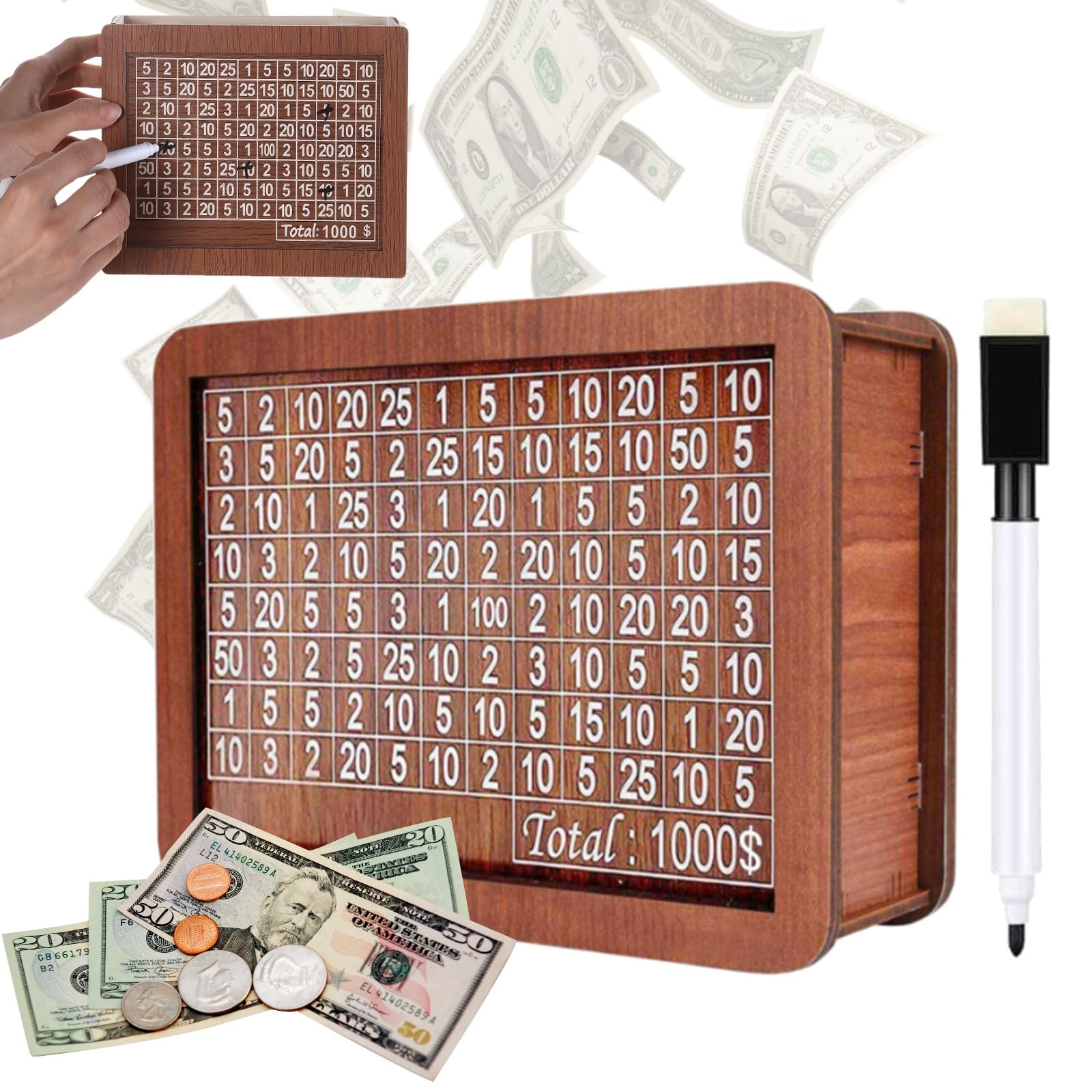 Amazon.com: Cash Vault Wooden Savings Box, Countdown Money Saving Box ...