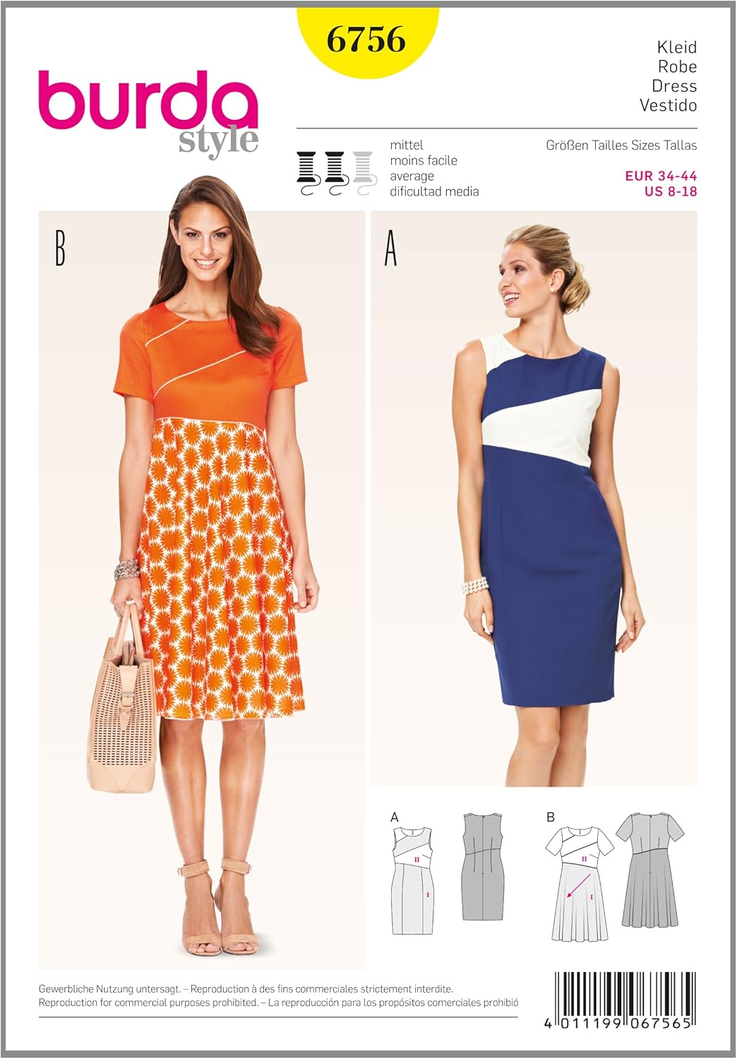 Amazon.com: Burda Sewing pattern, 6756 - Dresses : Arts, Crafts & Sewing