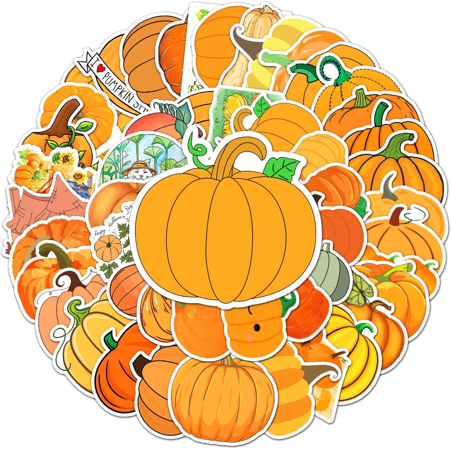 Amazon.com: 50 Packs Cute Pumpkin Stickers Water Bottles Laptop Phone ...