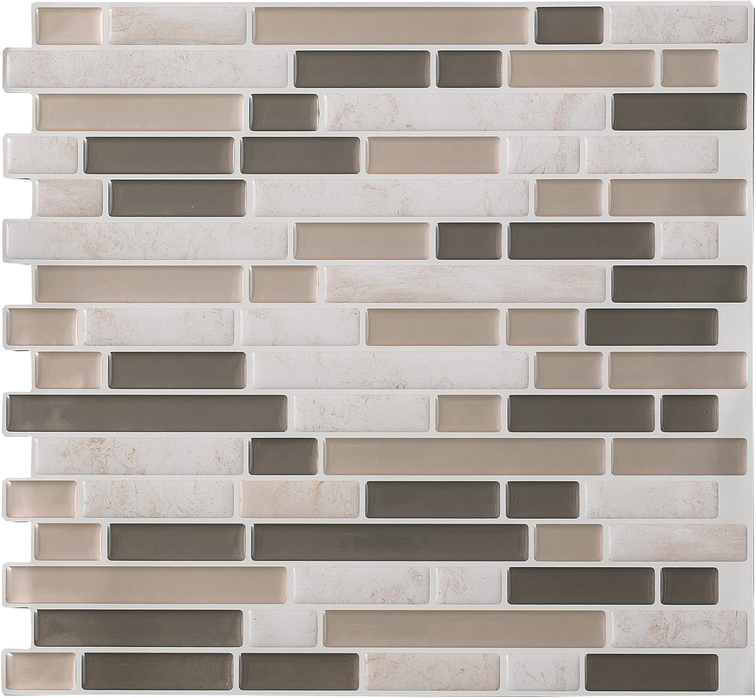 Tack Tile Peel & Stick Vinyl Backsplash Small Mosaic Brown (Pack of 3 ...