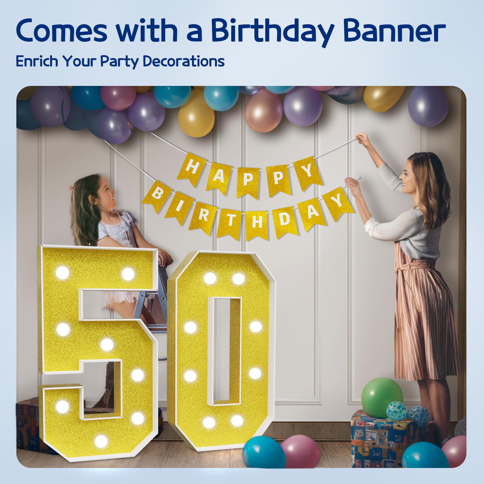 Snapklik.com : Imprsv Marquee Numbers Gold 50th-Birthday Decorations ...