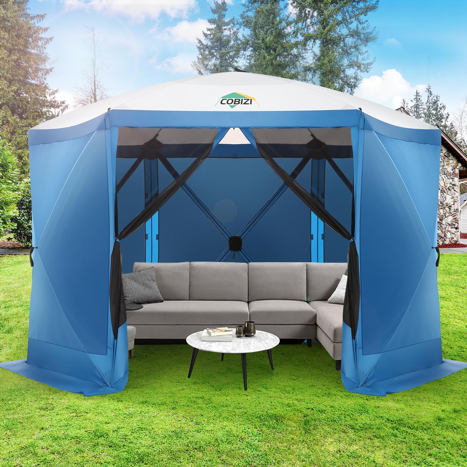 Amazon.com : COBIZI Pop Up Gazebo Screen Tent Screen House for Camping ...