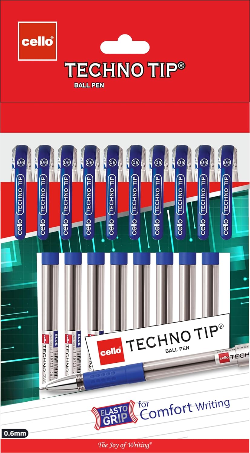 Cello Techno Tip 0.6 mm Ball Pen Card Pack | Lightweight Body With ...