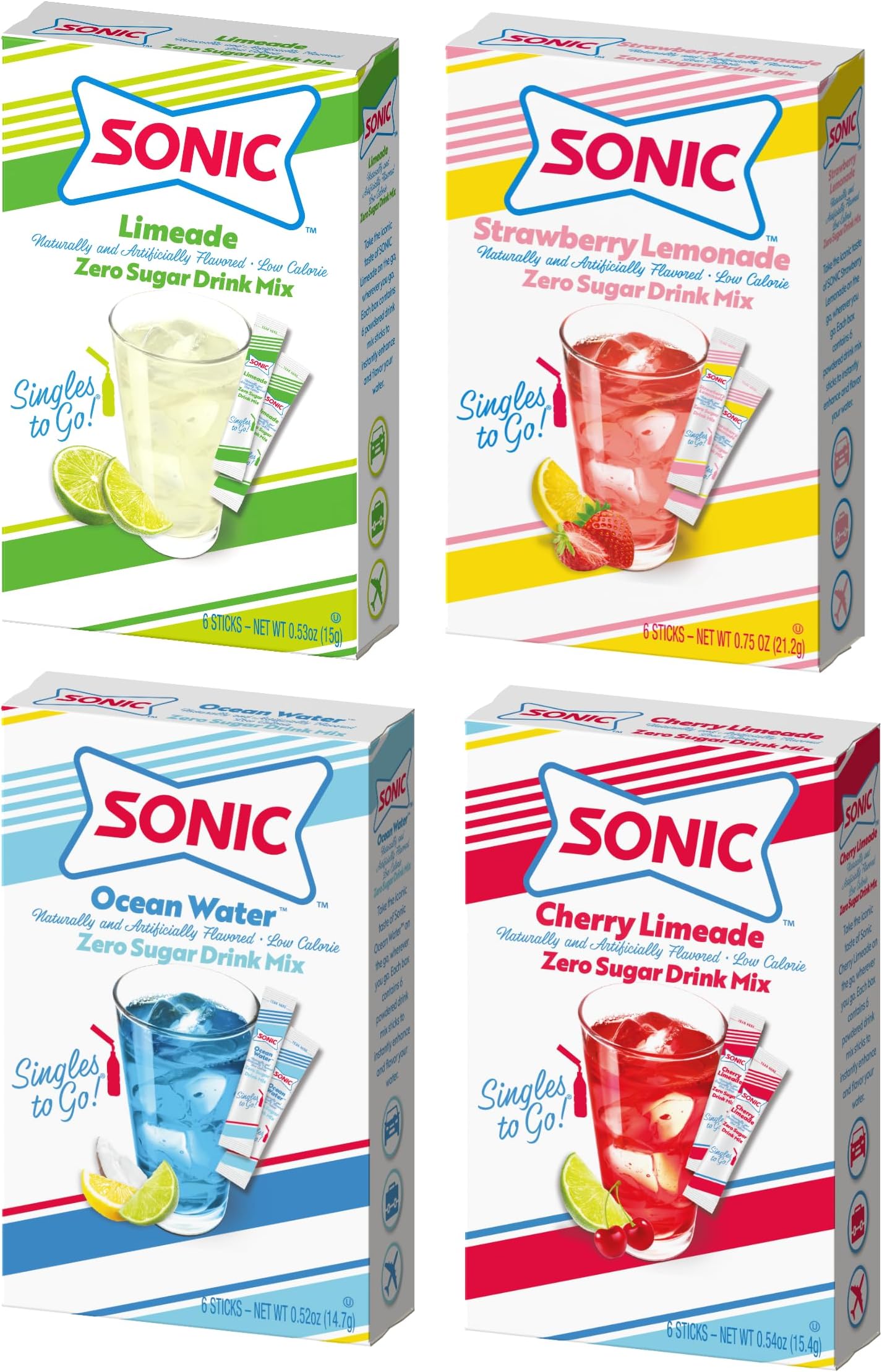 Amazon.com : SINGLES TO GO! Sonic Drink Mix Variety Pack, Sonic Limeade ...