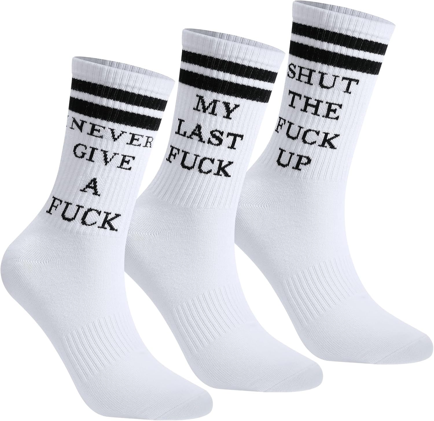 Amazon.com: Geyoga Fuck Socks Word Curse Printed Stockings Novelty Crew ...