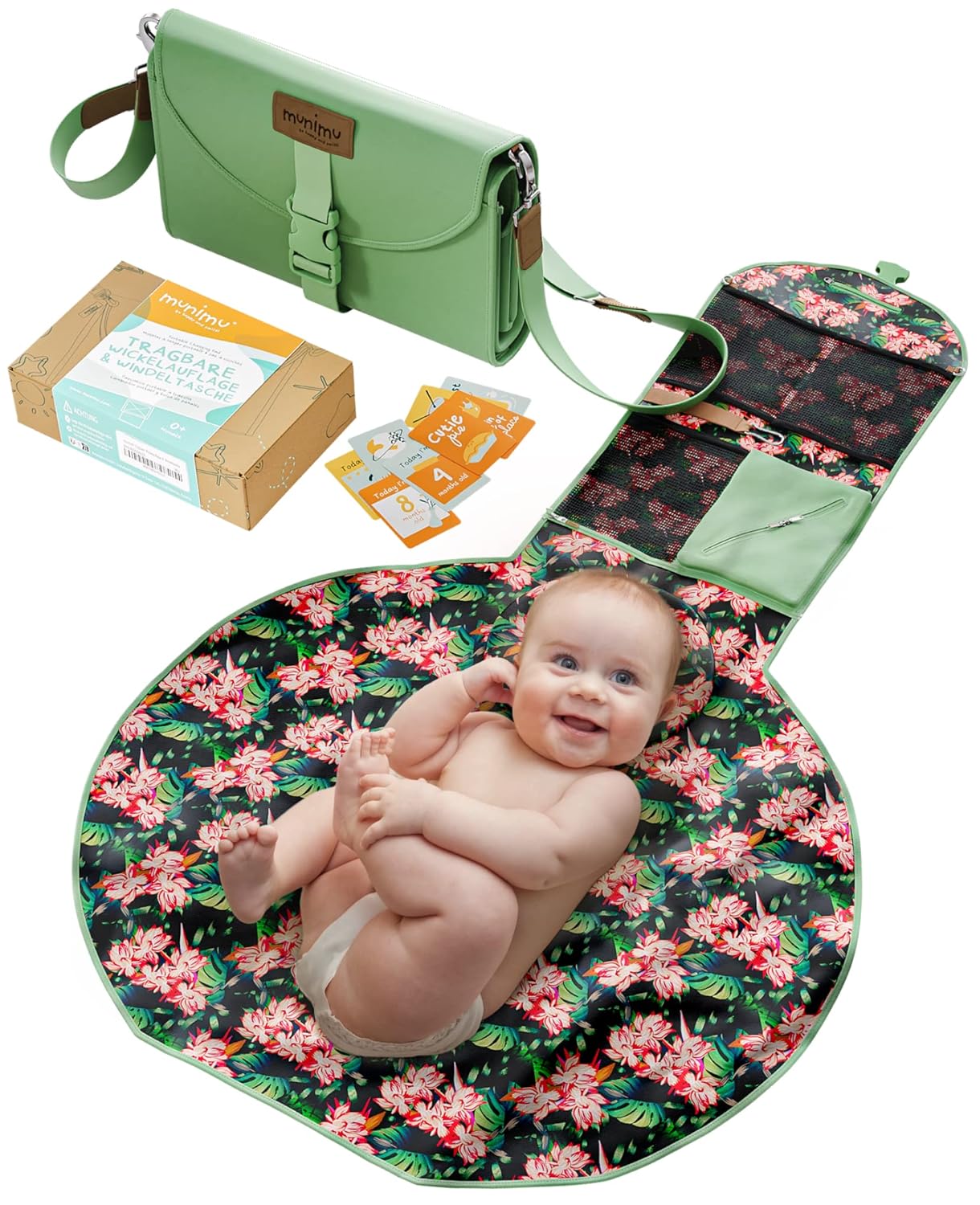 Amazon.com : munimu® Portable Baby Diaper Changing Pad – Stylish Travel ...