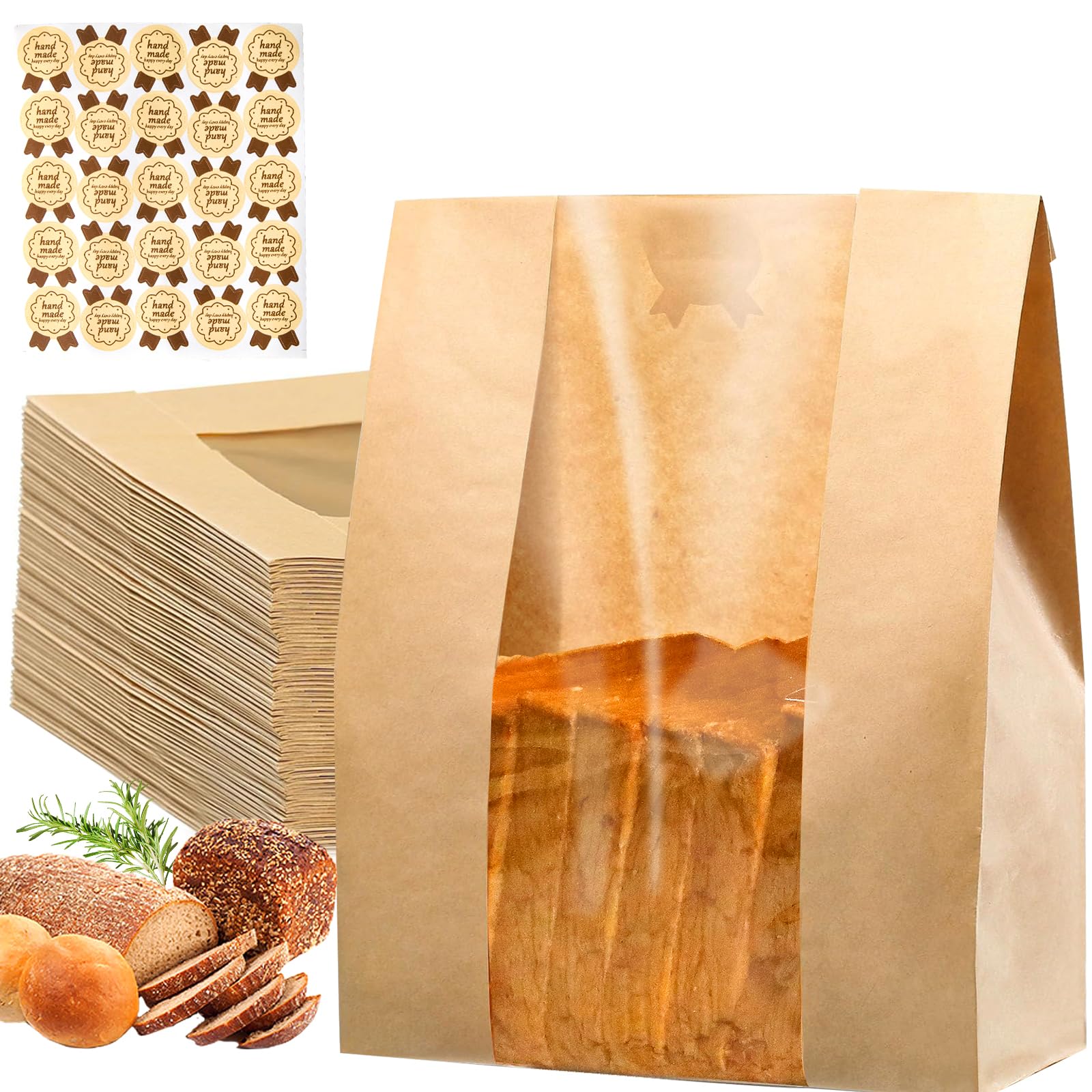 Amazon.com: 100Packs Sourdough Bread Bags for Homemade Bread, Brown ...