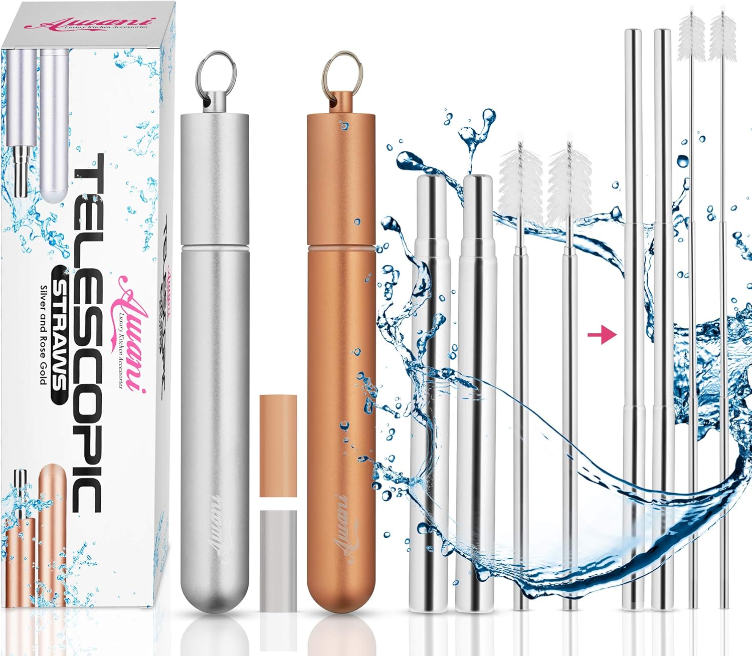 Amazon.com: Telescopic and Reusable Metal Straws with Case|Stainless ...