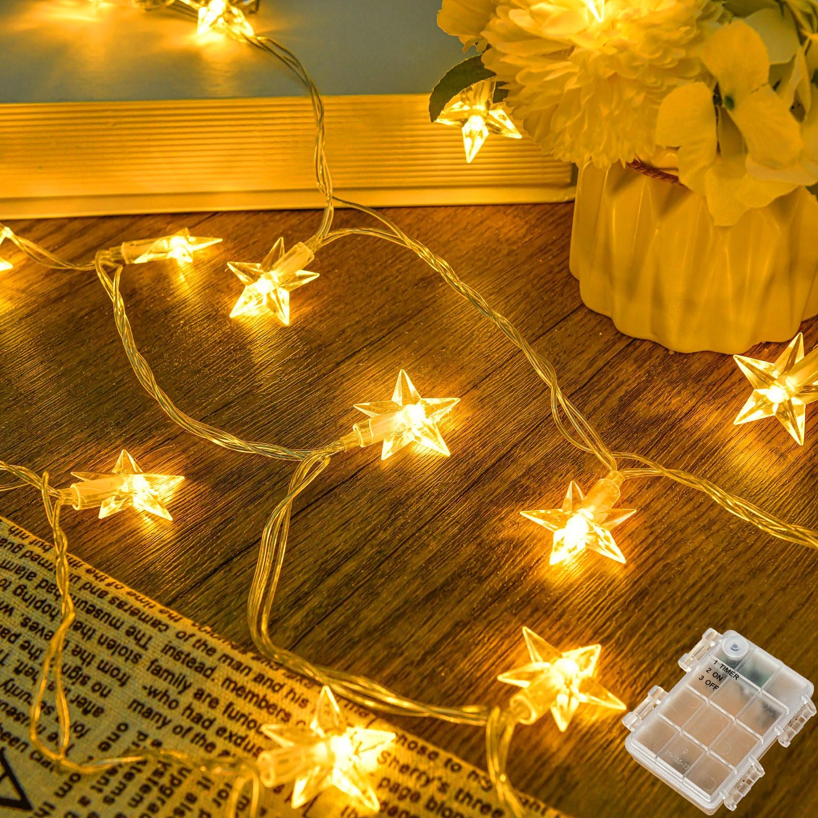 Etopgo Star Fairy Lights, 6M 40 LED Battery Powered Fairy Lights with ...