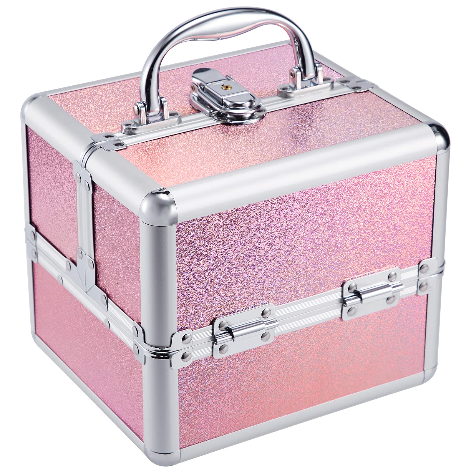 Buy Joligrace Makeup Train Case Cosmetic Box with Keys and Mirror ...