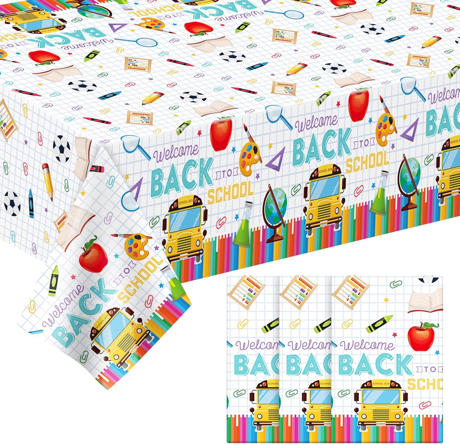 Amazon.com: VIDELY 3 Pack Back to School Party Tablecloth First Day of ...