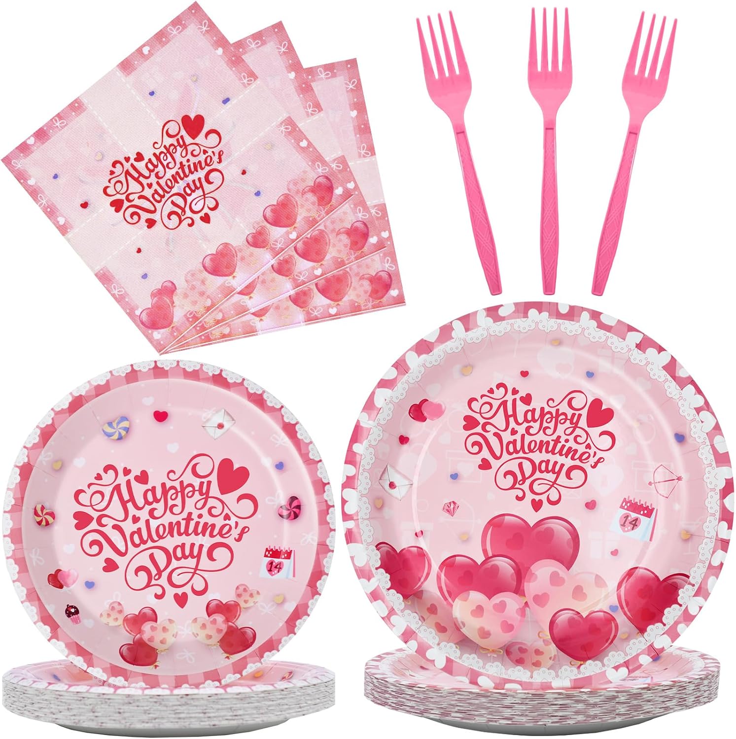 Amazon.com: Happy Valentine's Day Tableware Set Party Supplies - Serves ...