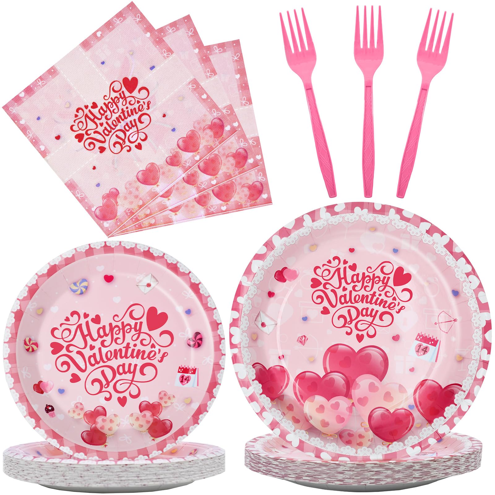 Amazon.com: Happy Valentine's Day Tableware Set Party Supplies - Serves ...