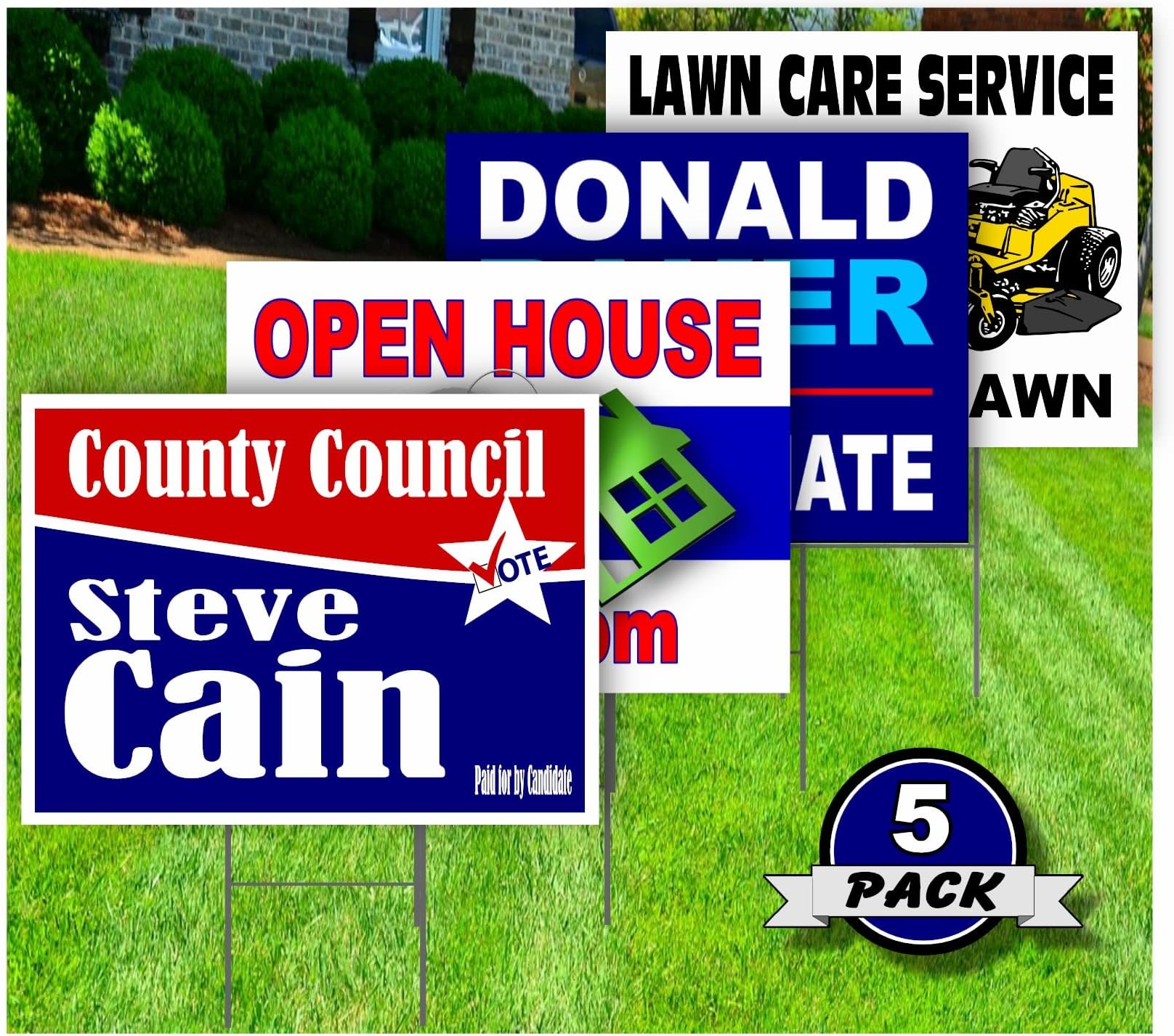 Amazon.com : 5 Pack Custom Yard Signs 18x24 Full Color Custom Design 2 ...