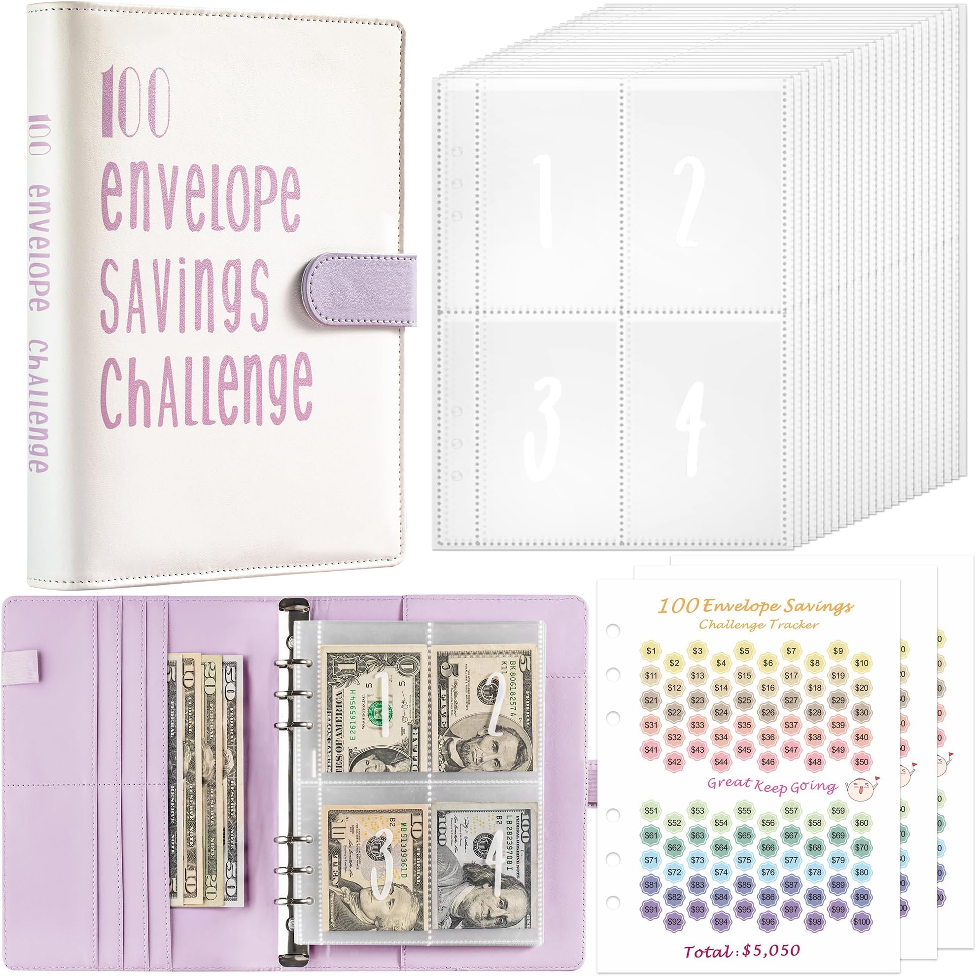 Amazon.com: 100 Envelopes Money Saving Challenge, A5 Money Saving ...