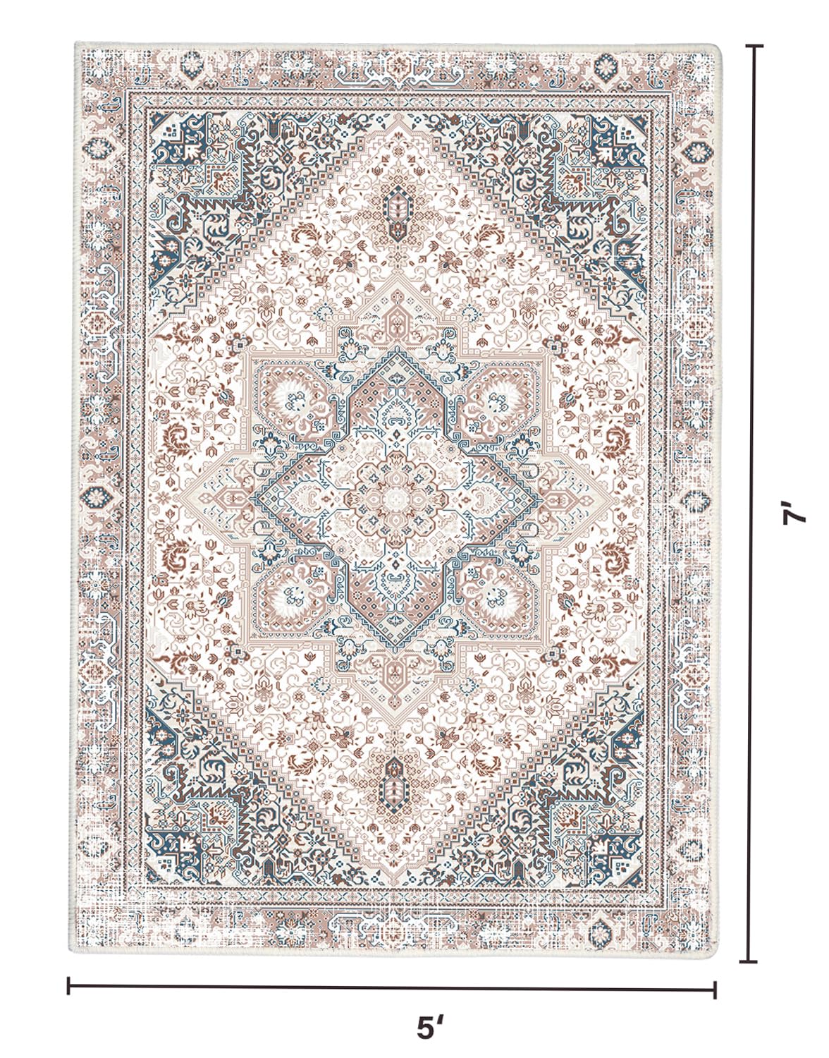 5x7 MTOUOCK Boho Washable Area Rug, Soft Area Rugs for Living Room ...
