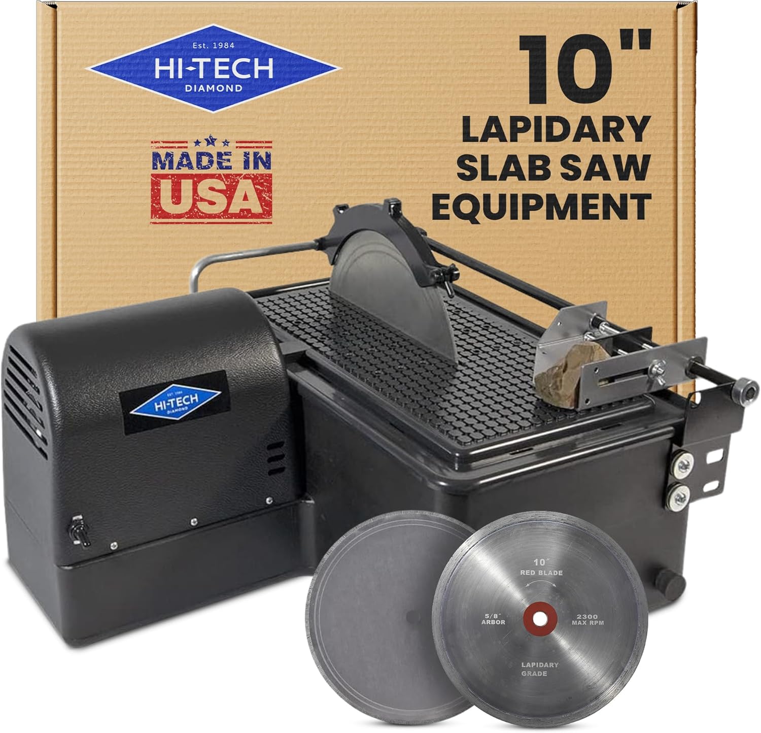 Hi-Tech Diamond - 10" Lapidary Equipment Slab Saw for Stone Cutting Rock, Glass, Slabbing ...