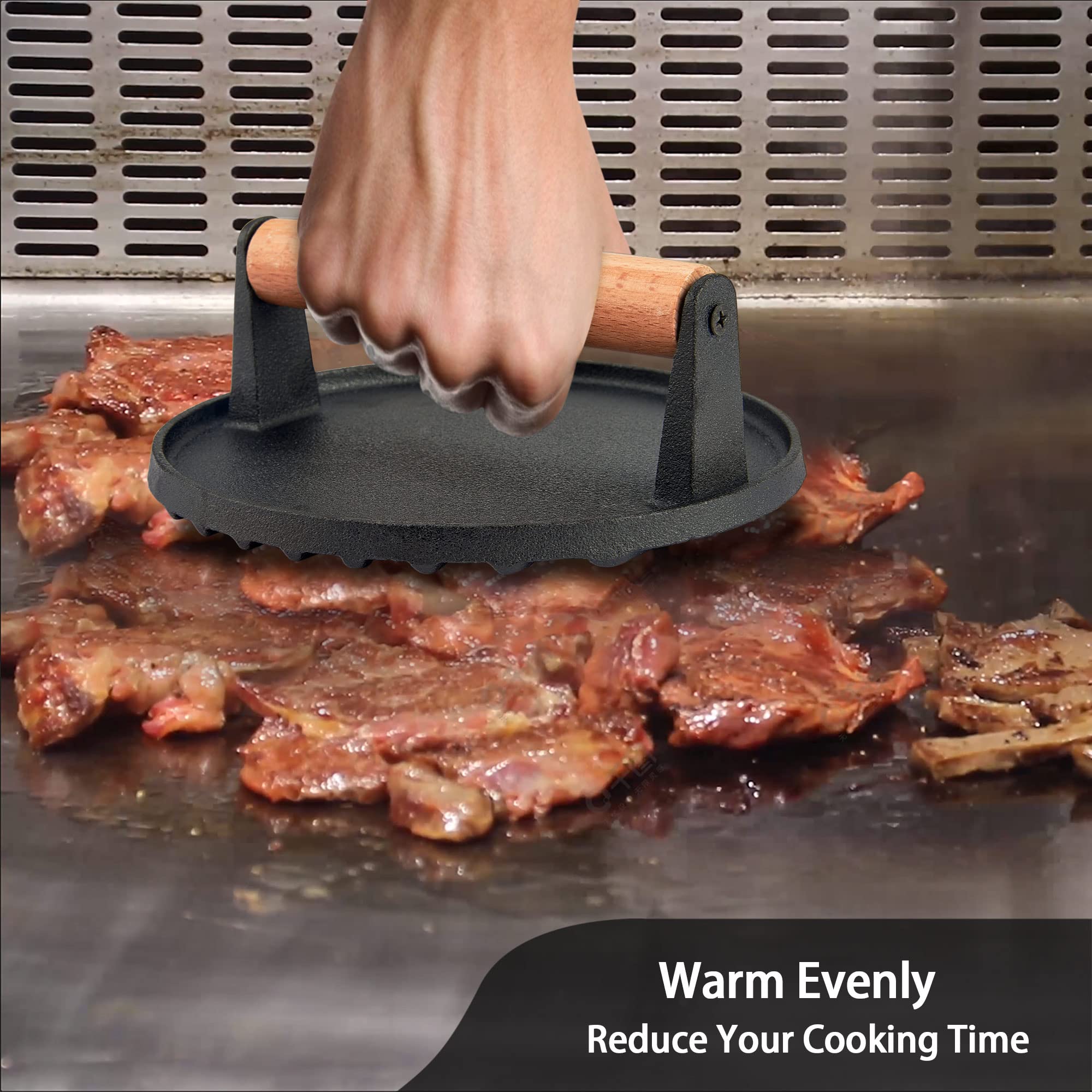 Snapklik.com : 7 Inch Cast Iron Burger Press, Leonyo Smash Burger Press ...