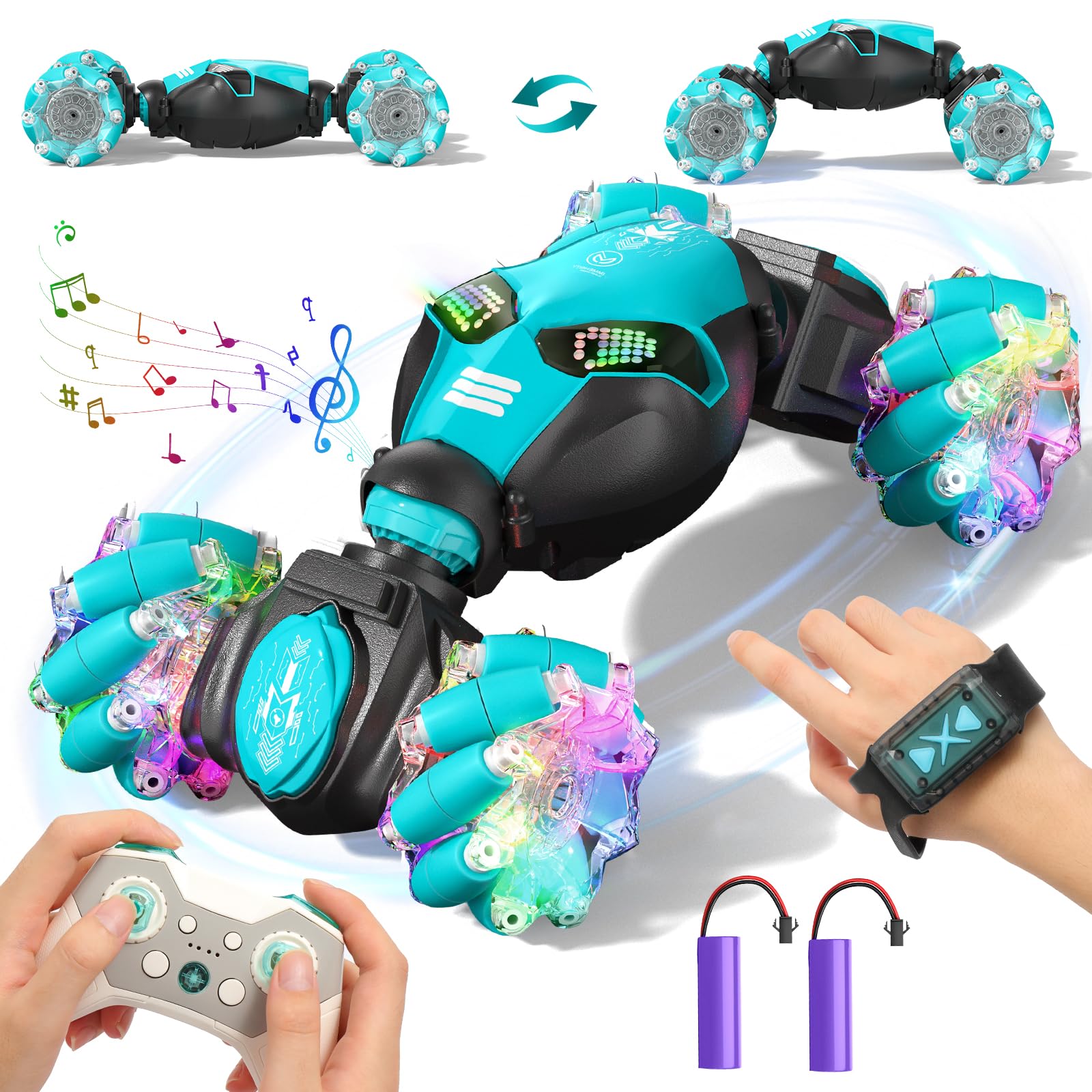 Gesture Sensing RC Stunt Car Toys for Kids Age 8-12, 4WD 2.4Ghz Hand ...