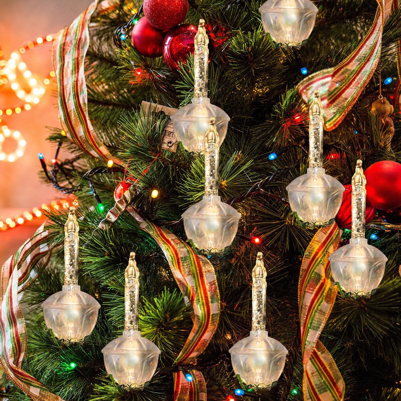 Amazon.com : Romasaty Silver Bubble Lights Set, 11Ft Vintage Christmas ...