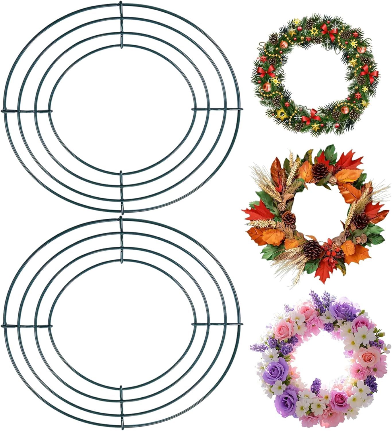 Amazon.com: 2Pcs Wire Wreath Frame 14 Inch Iron Round Metal Wreath ...