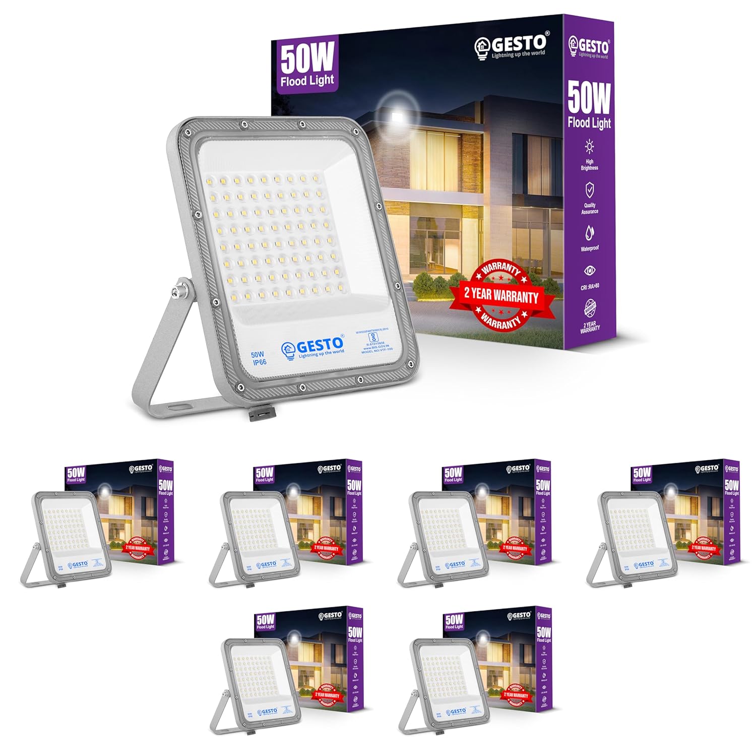 Gesto 50W LED Flood Light Cool White IP66 Waterproof Outdoor Halogen ...