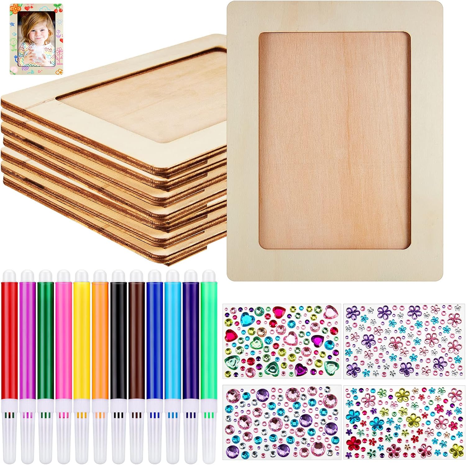 Amazon.com: Picture Frame Painting Craft Kit 7.9"x5.9" Wooden DIY Photo ...
