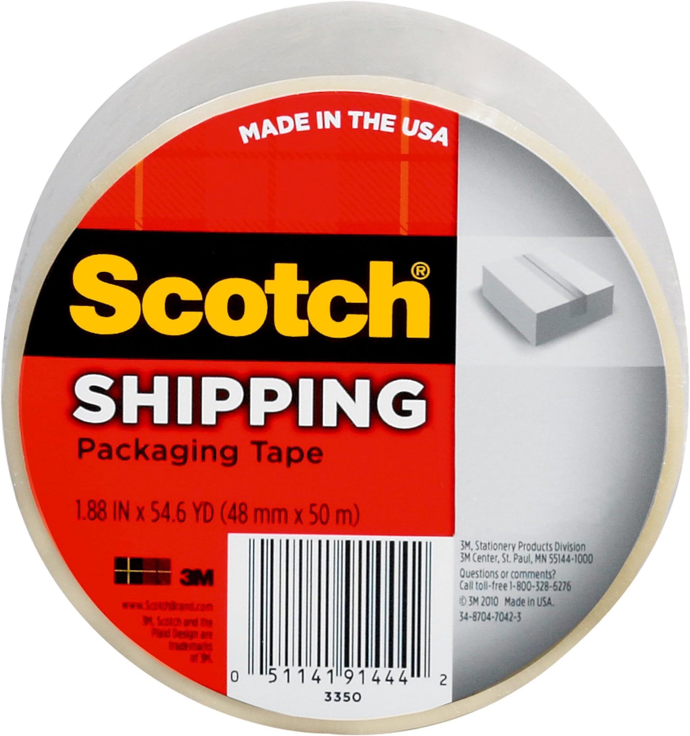 Amazon.com : Scotch Shipping Packaging Tape, 1.88" x 54.6 yd, 1 Roll ...
