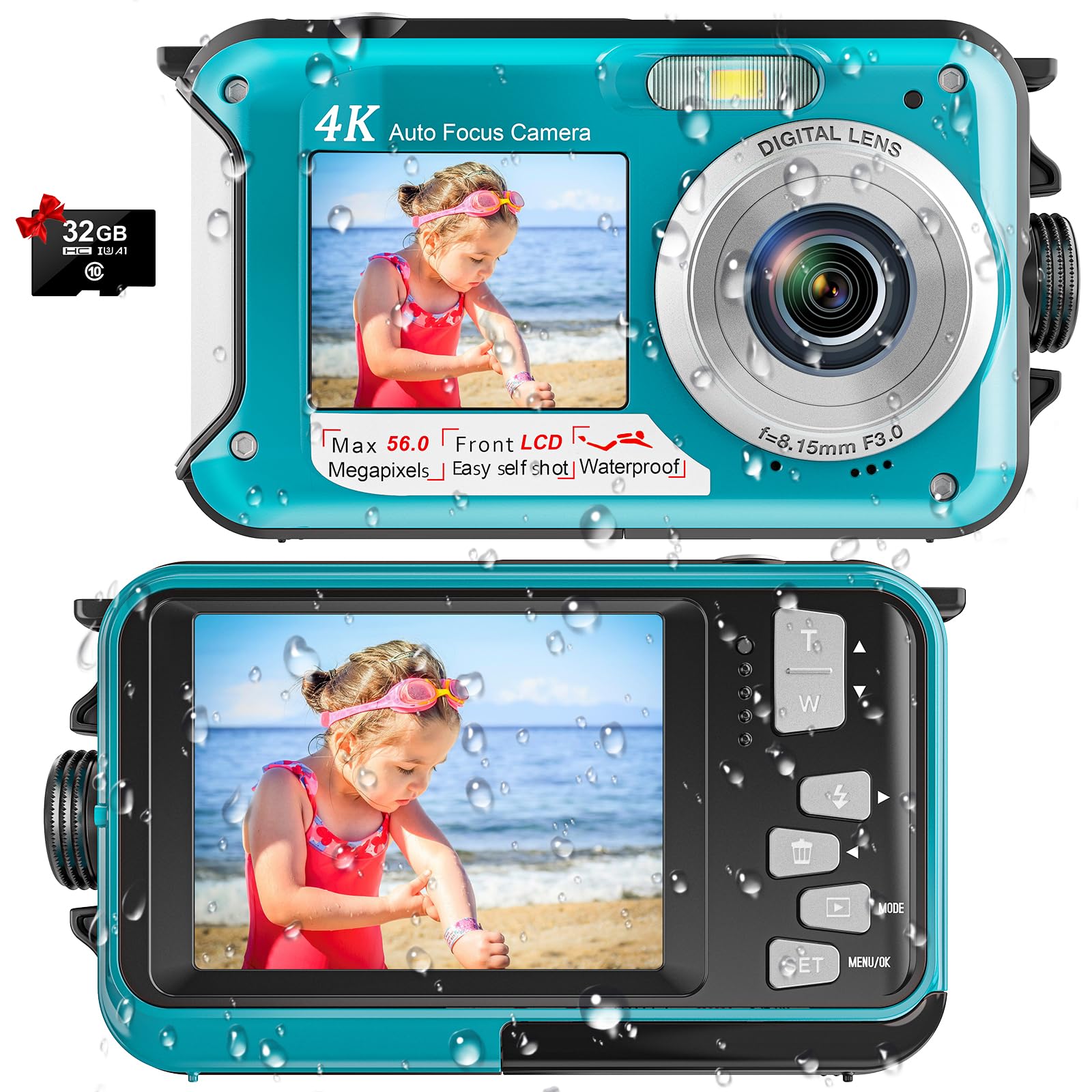 Amazon.com : YISENCE 4K Digital Camera 11FT Underwater Camera with 32GB ...